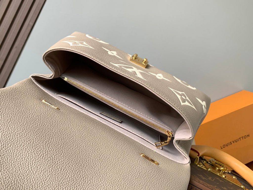 LV MADELEINE 30 IN BEIGE MONOGRAM CALFSKIN EMBOSSED LOGO - Luxuryrepbags