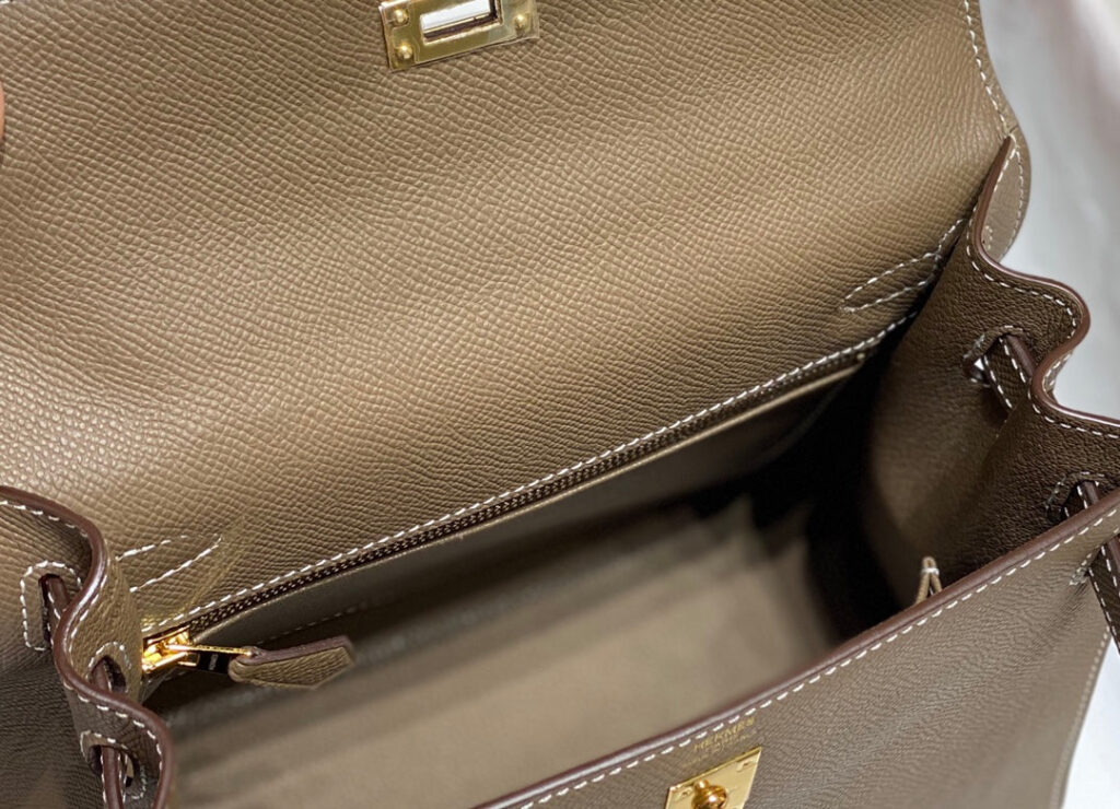 HN 25 bag in Etoupe Epsom leather with gold hardware - Luxuryrepbags